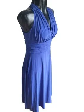 Evan Picone | Dresses | Evan Picone Royal Blue Halter Vneck Midlength ...